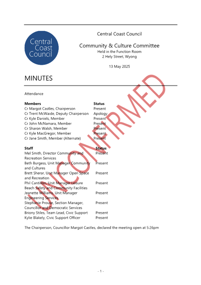 Agenda of Community & Culture Committee - Tuesday, 8 July 2025